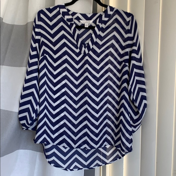 Charming Charlie | Tops | Charming Charlies Medium Navy Blue White ...